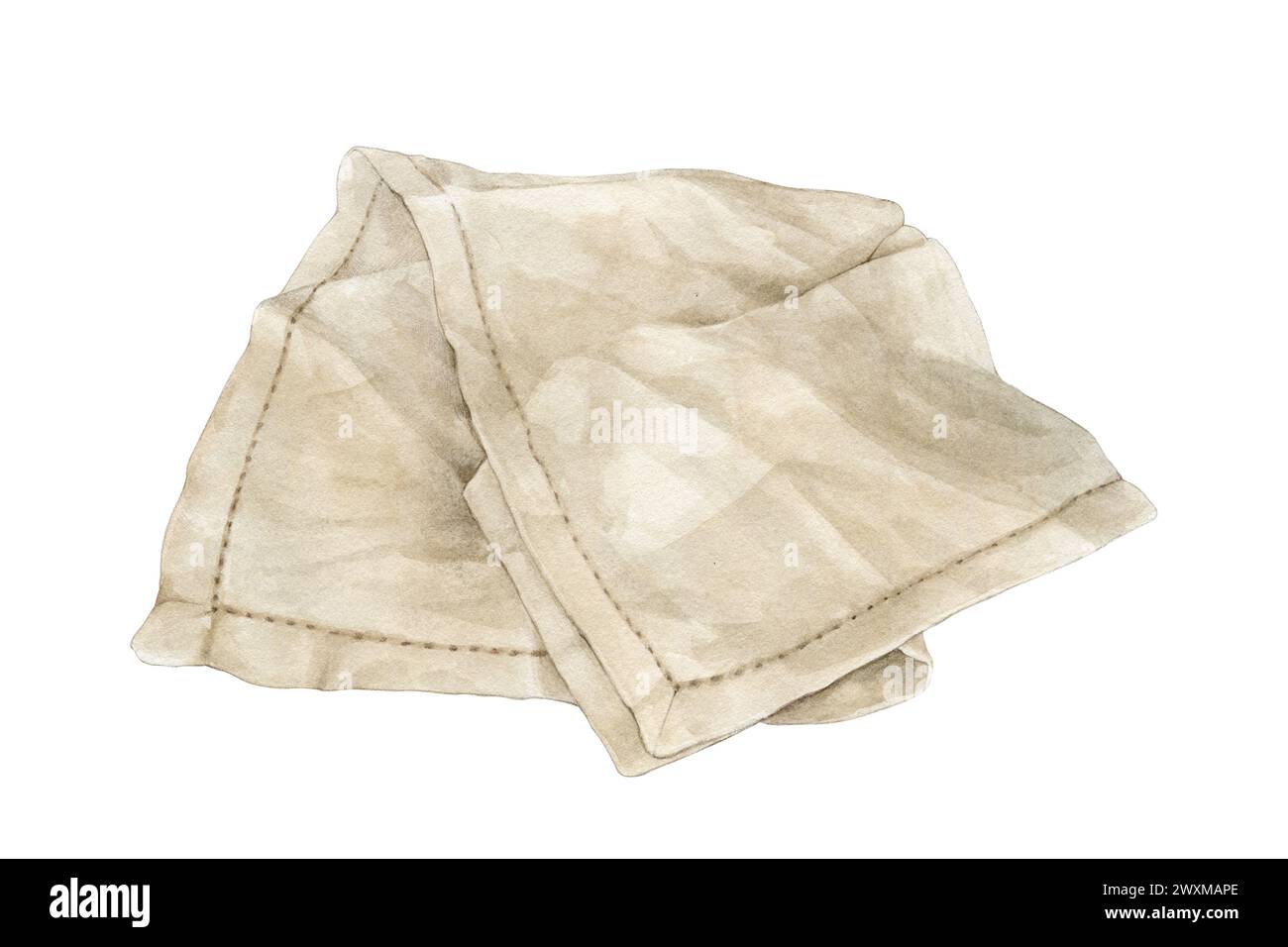 Watercolor linen napkin, isolated, hand drawn Stock Photo - Alamy