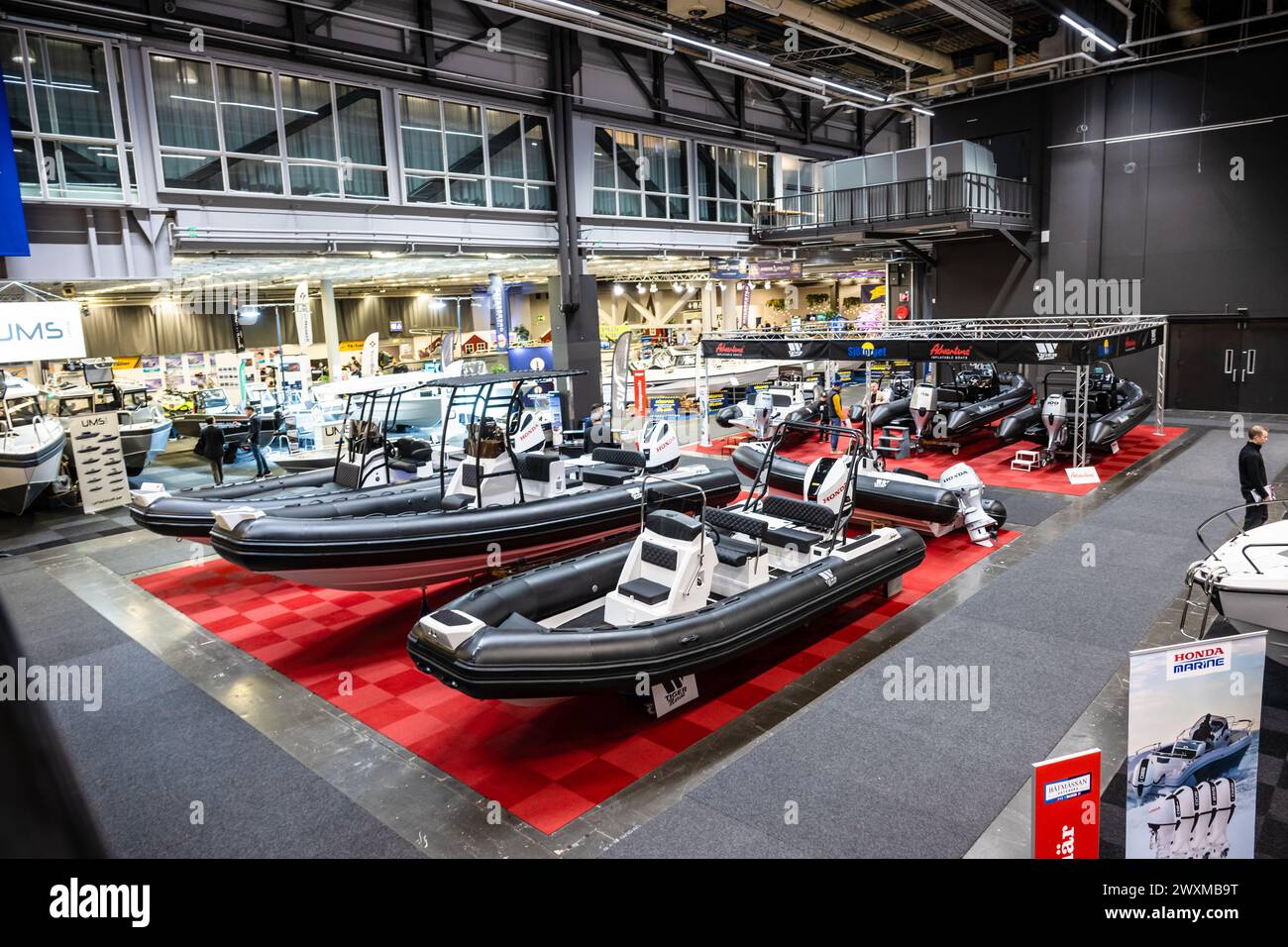 Gothenburg, Sweden - February 11 2024: Boats on display at Gothenburg ...