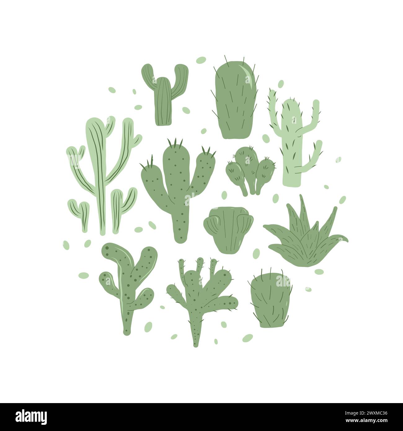 Cactus swap circle emblem set isolation on white background. Mexican ...