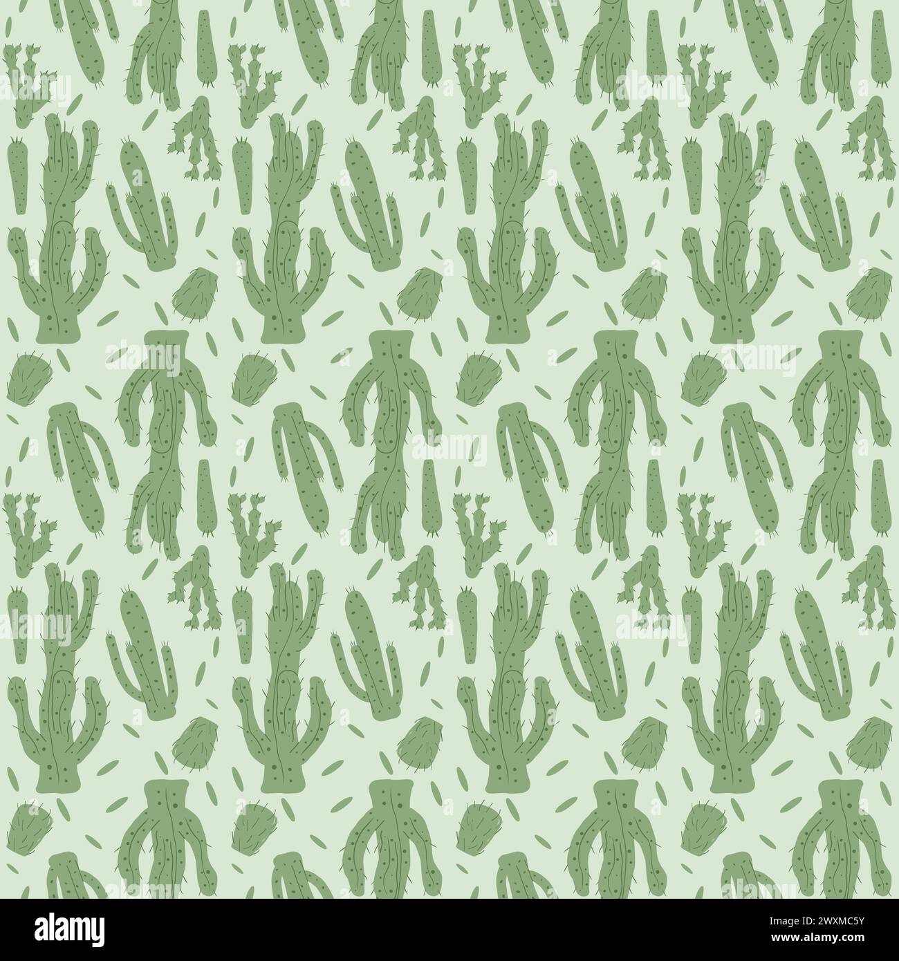 Cactus seamless pattern. Mexican exotic plant endless background. Nopal ...