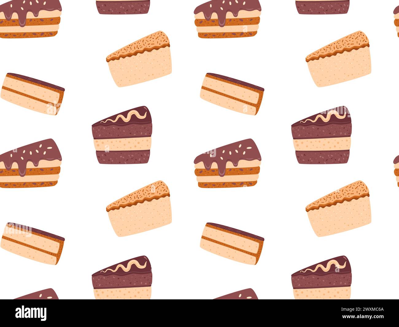 Dessert seamless pattern. Slices of chocolate cake endless background ...
