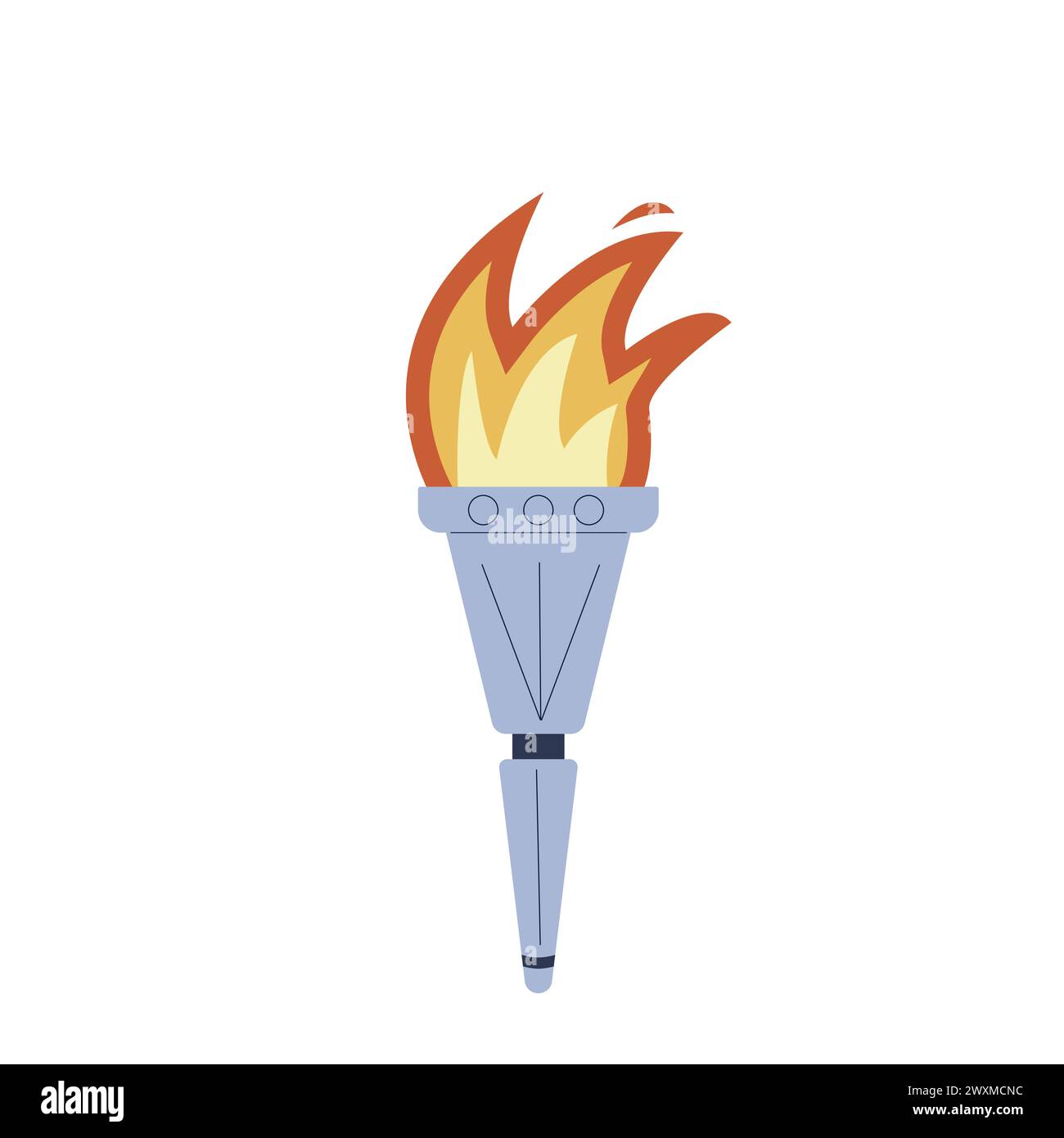 Flaming torch isolated on white background. Vector simple flat ...