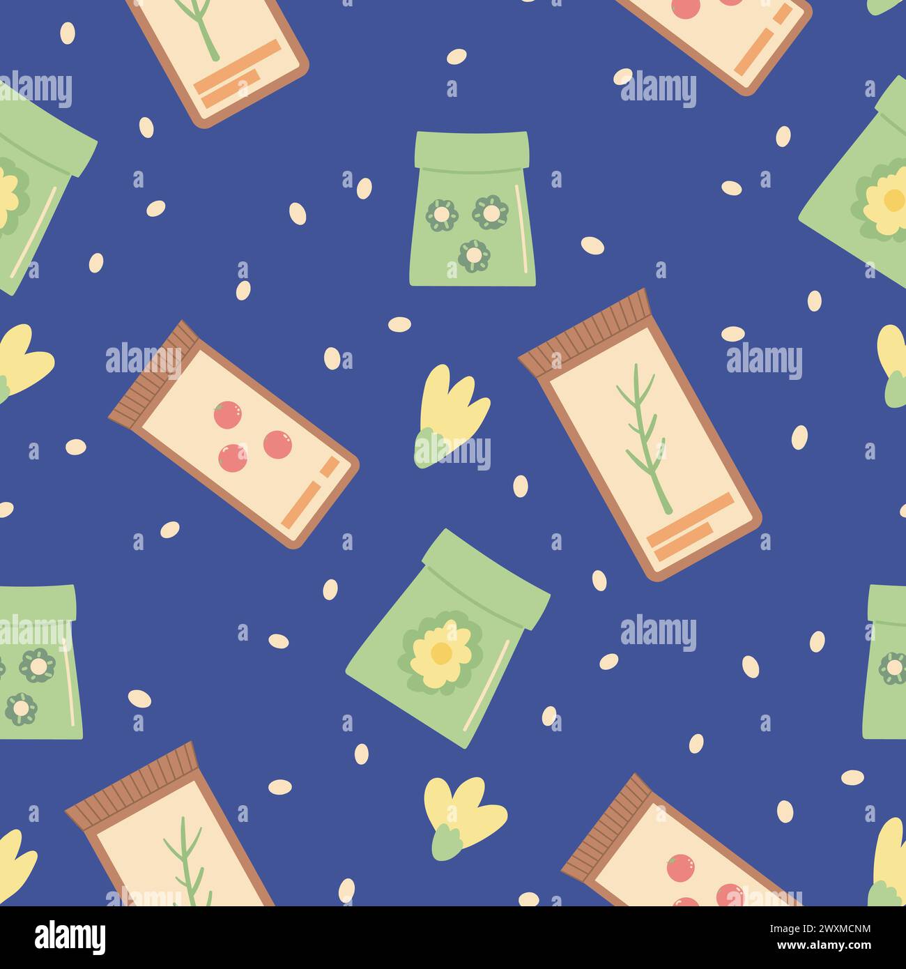 Gardening seeding plant seamless pattern. Spring horticulture items ...