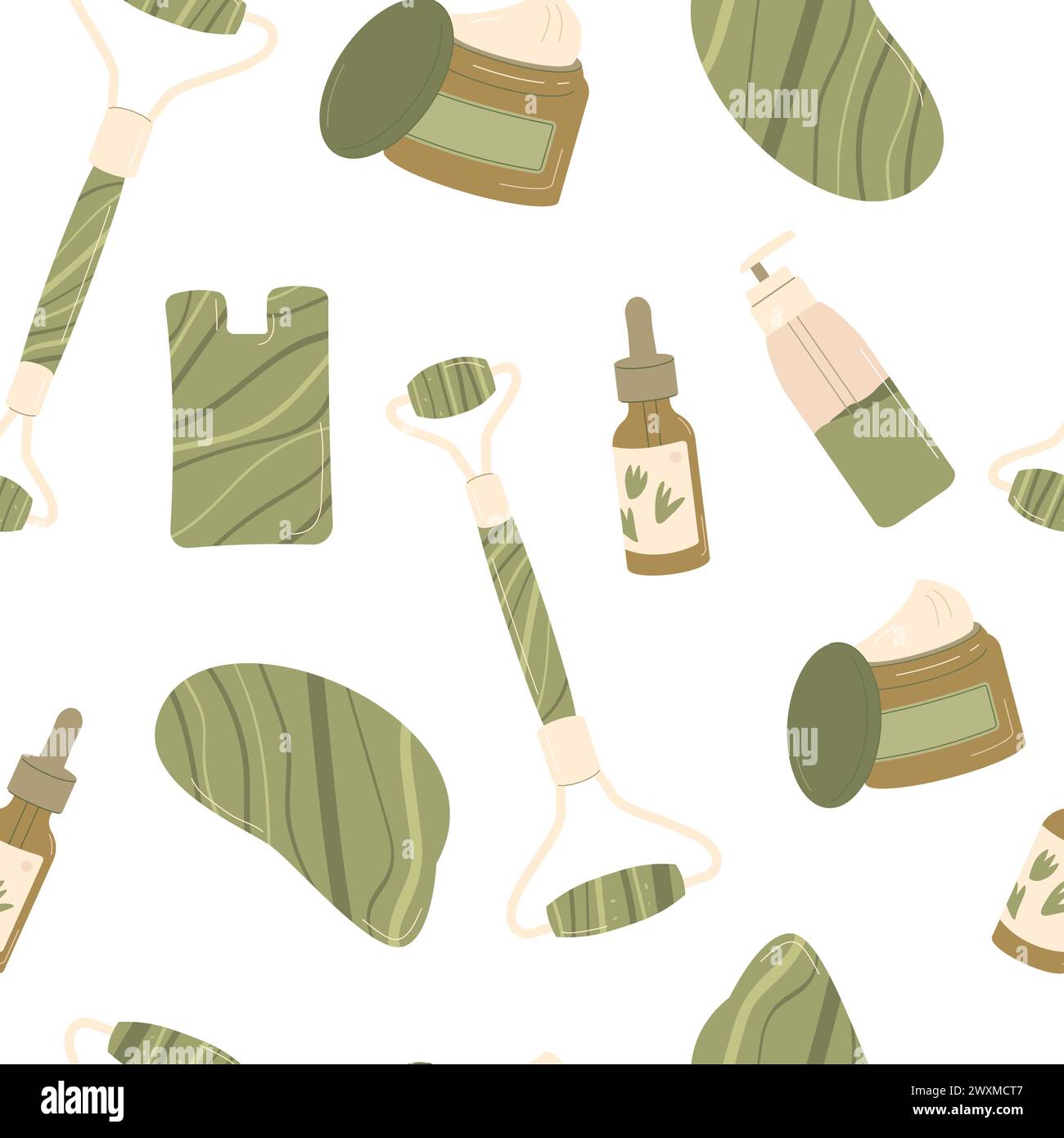 Gua sha beauty procedure seamless pattern. Facial massage endless ...