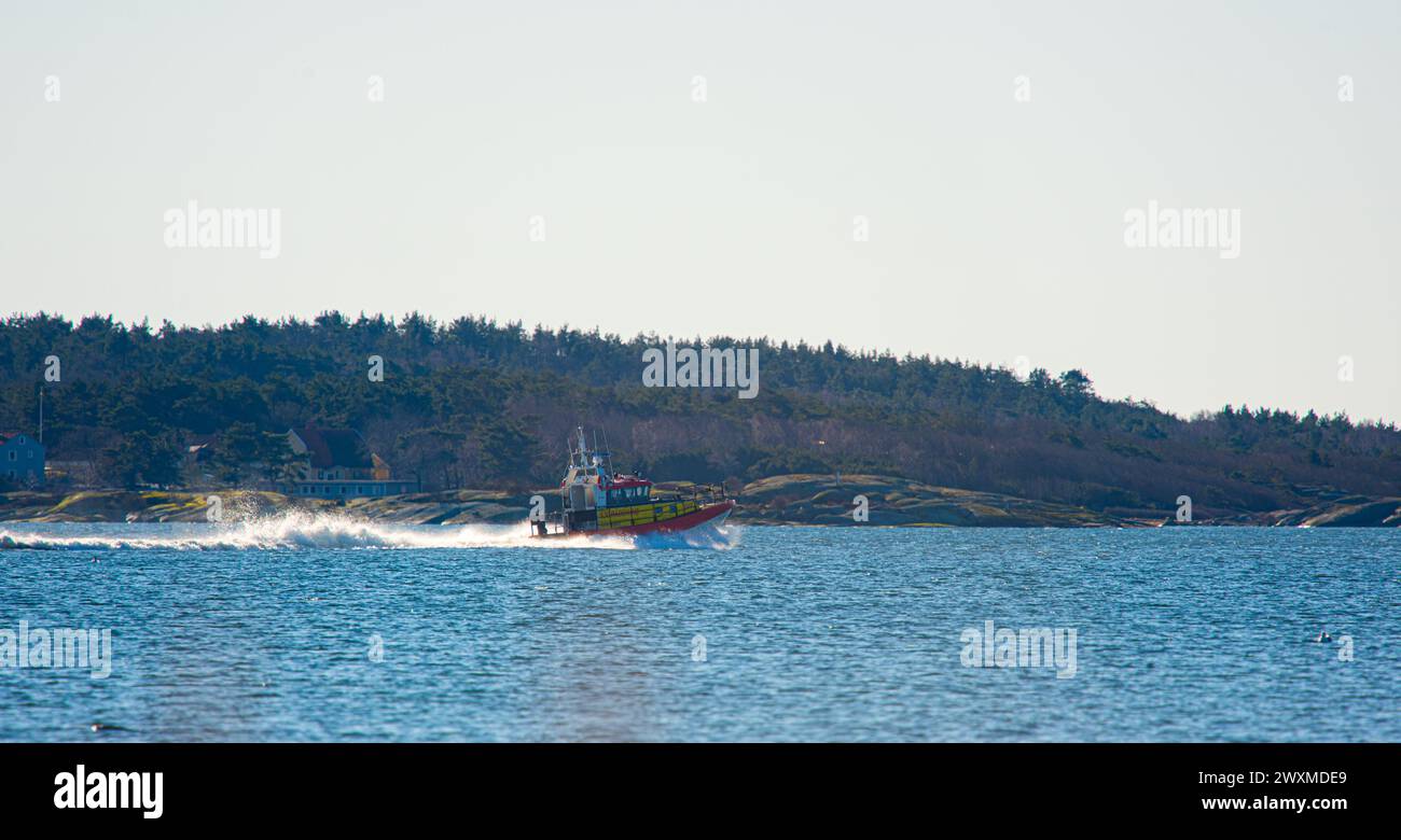Gothenburg, Sweden - February 17 2024: Search and rescue boat en route ...