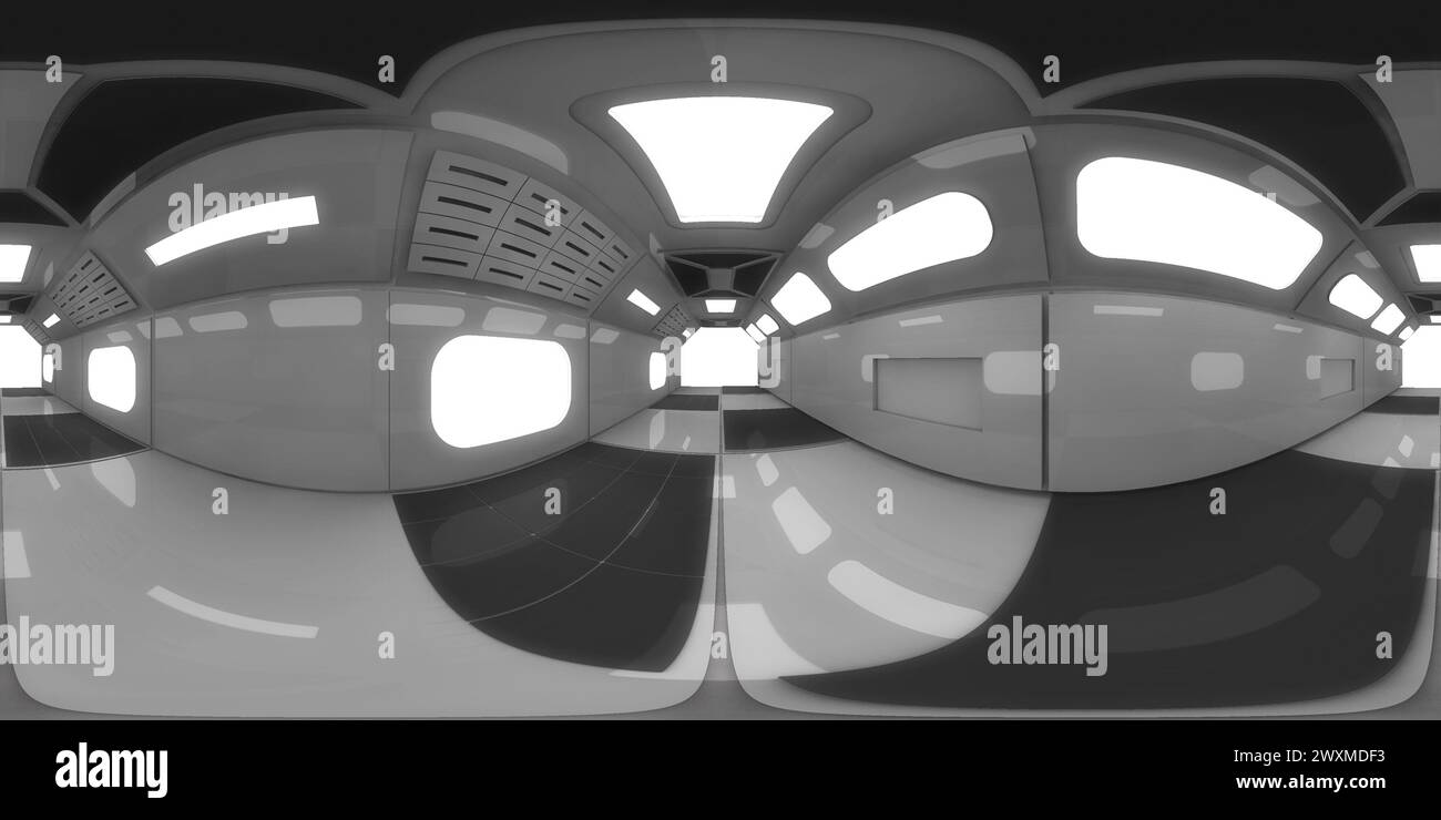 HDRI futuristic spaceship corridor, sleek and illuminated Stock Photo ...