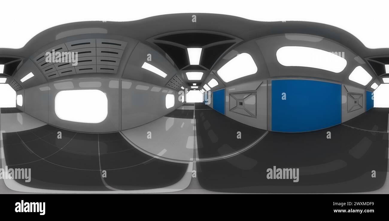 HDRI futuristic spaceship corridor, sleek and illuminated Stock Photo ...
