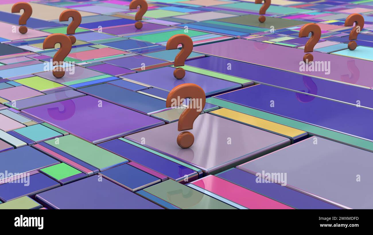 Question marks abound in vibrant abstract terrain Stock Photo - Alamy