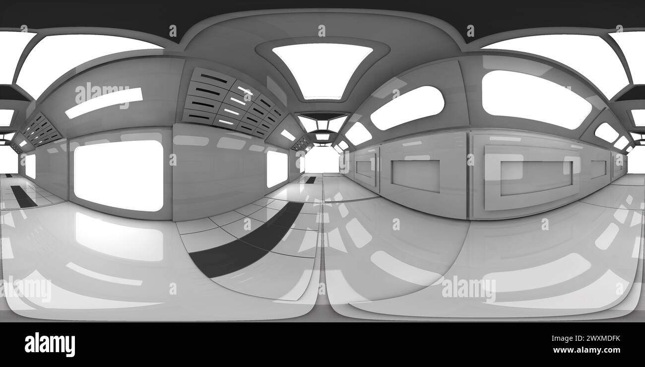 HDRI futuristic spaceship corridor, sleek and illuminated Stock Photo ...