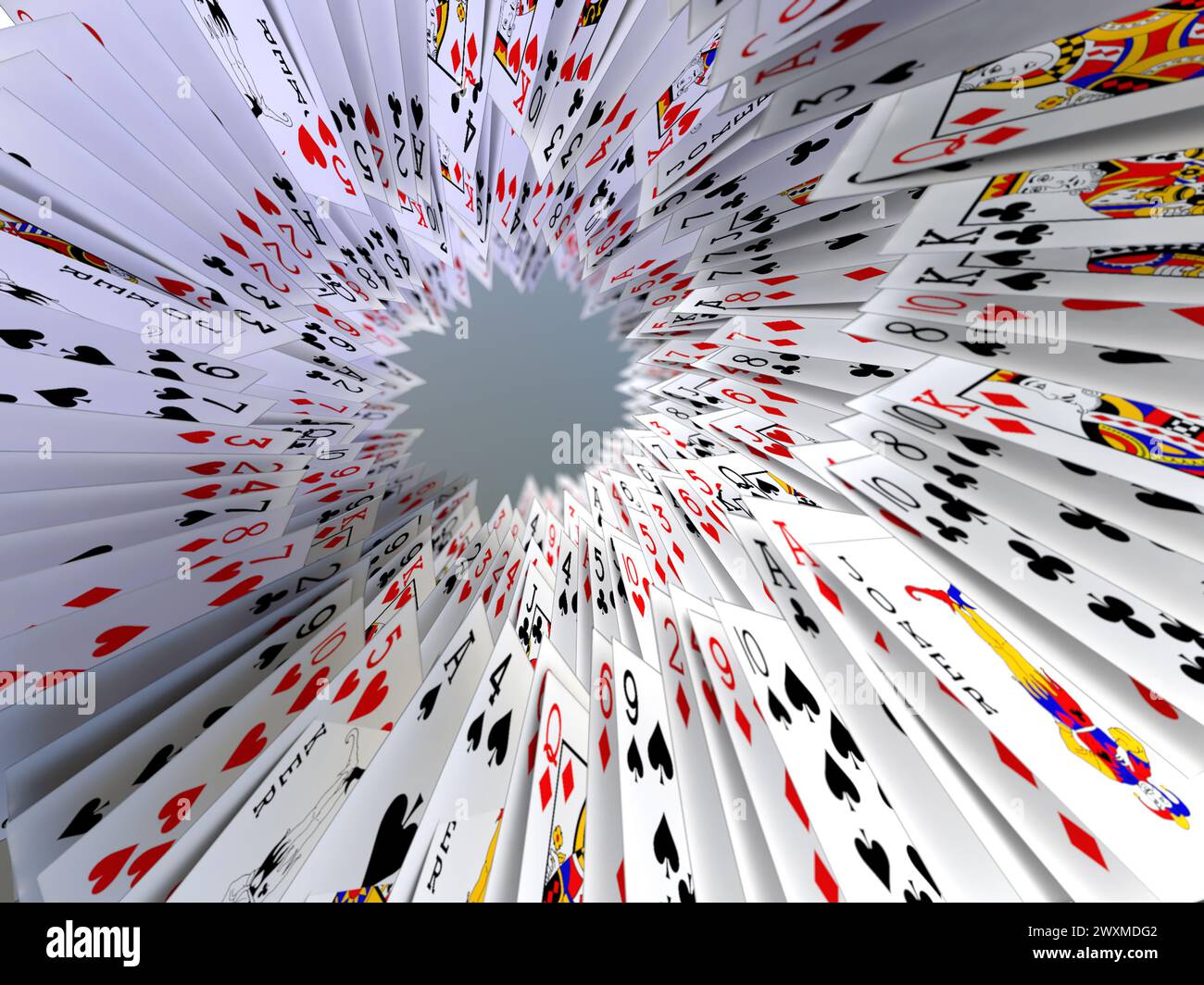 Swirling tunnel of playing cards in endless loop. 3D Stock Photo - Alamy
