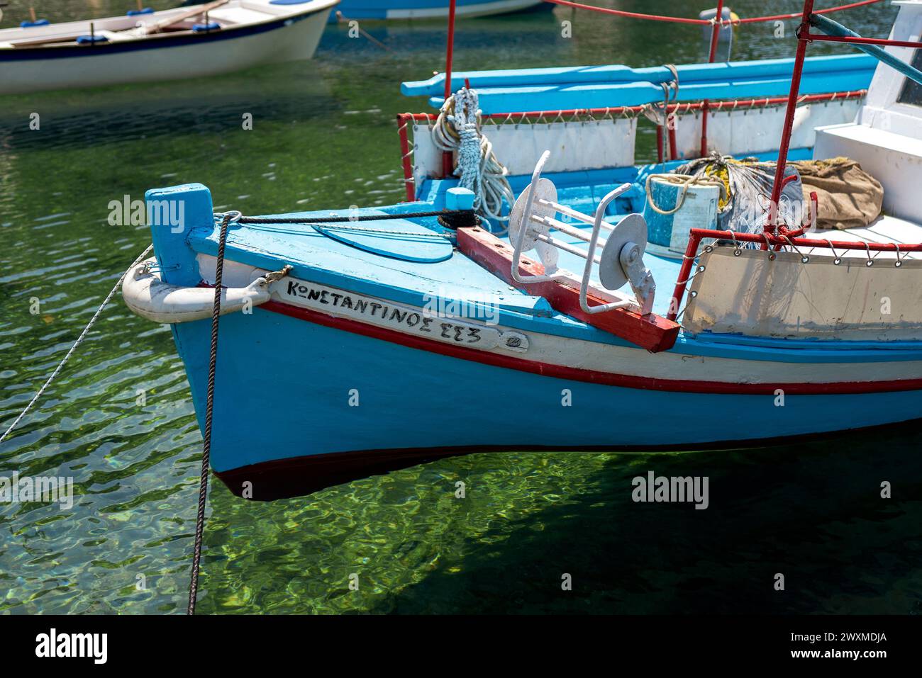 A traditional greek fishing boat on the island of Skopelos Stock Photo ...