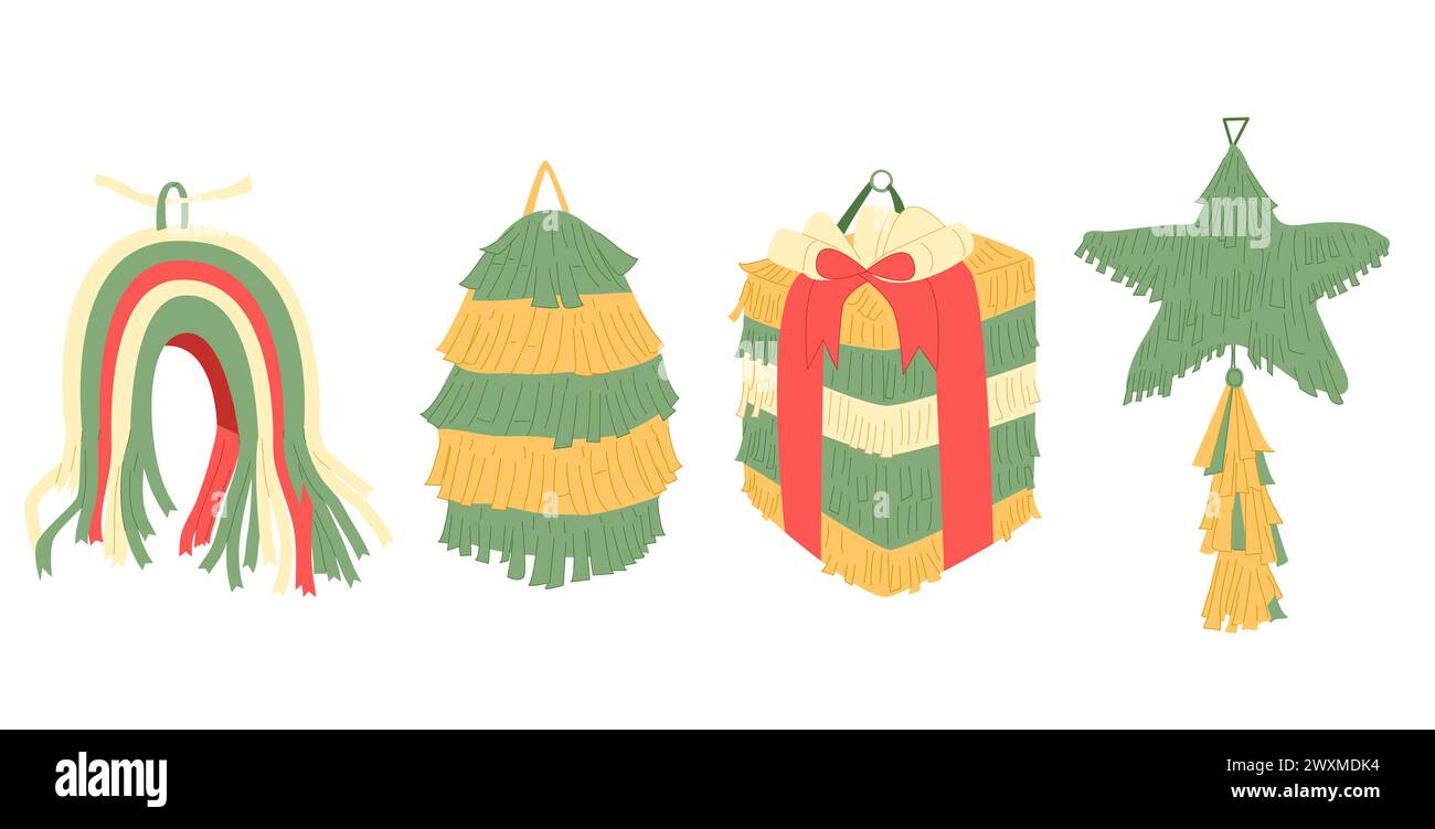 Pinana star, rainbow gift shape isolation on white background. Various ...