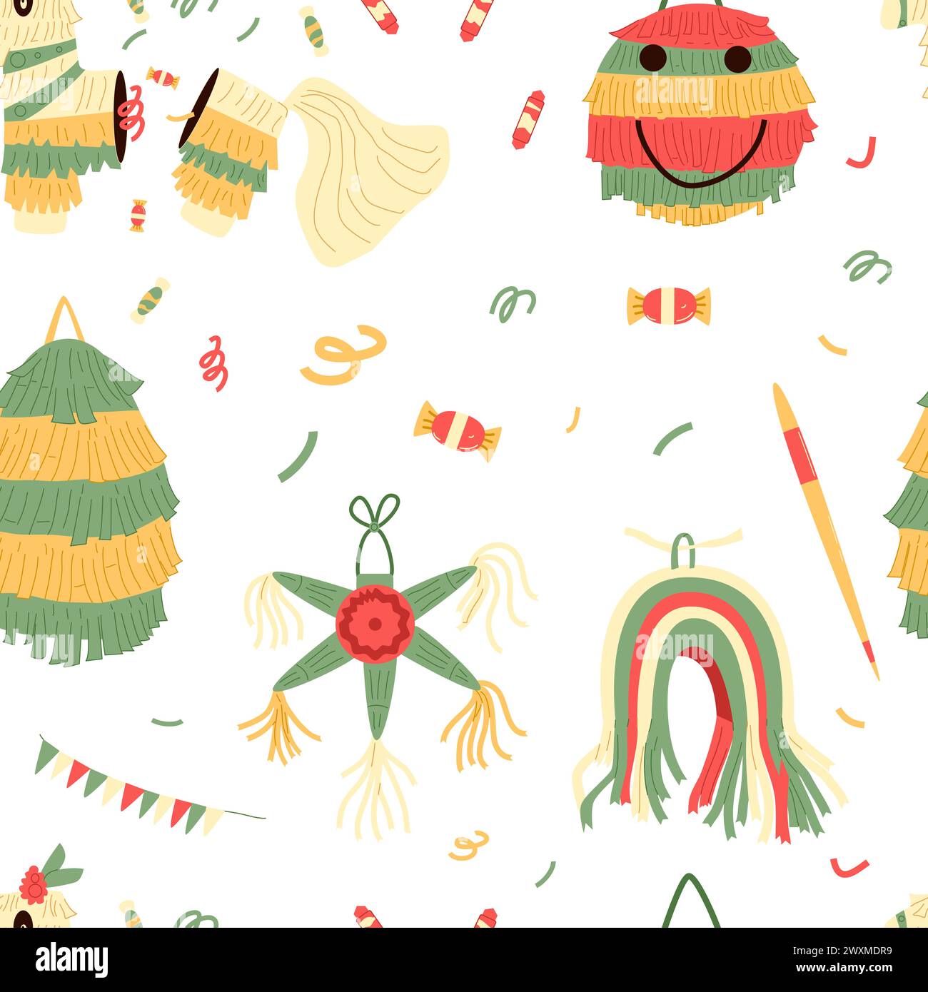 Pinata seamless pattern. Festival endless background. Mexican cover ...