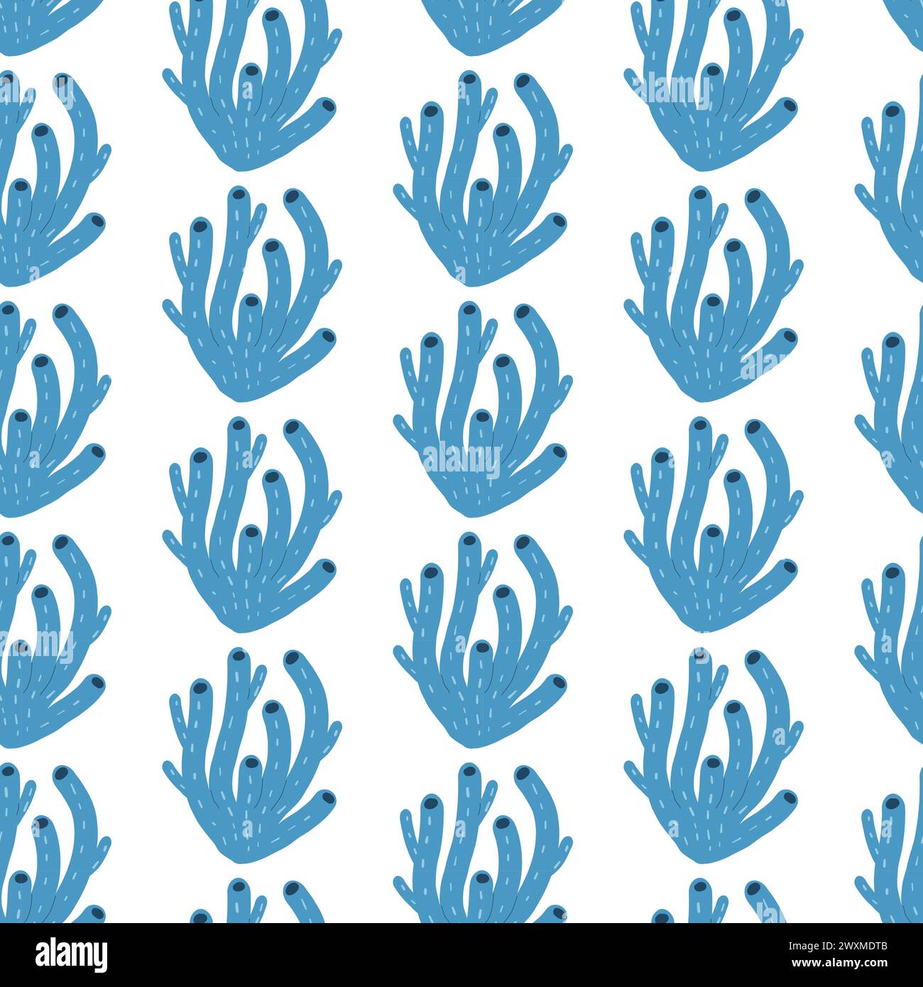 Coral reef seamless pattern. Sea underwater elements endless background. Vector flat ...