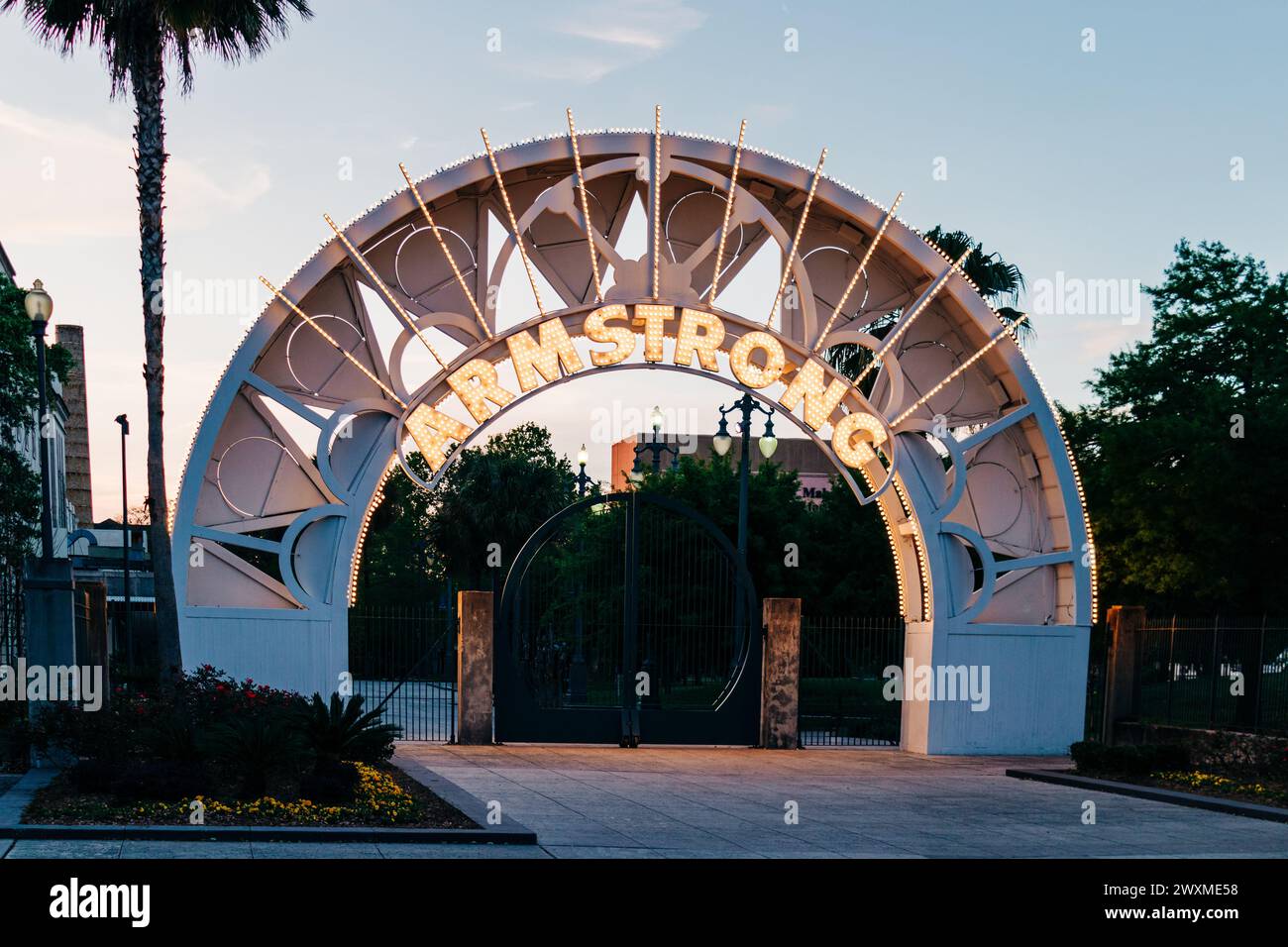 Louis Armstrong park entrance at dusk, New Orleans Stock Photo - Alamy