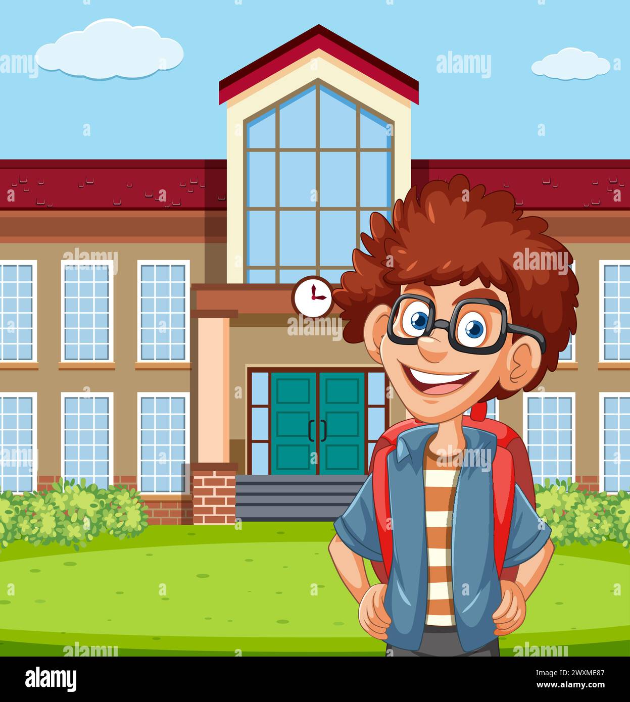 School boy backpack standing Stock Vector Images - Alamy