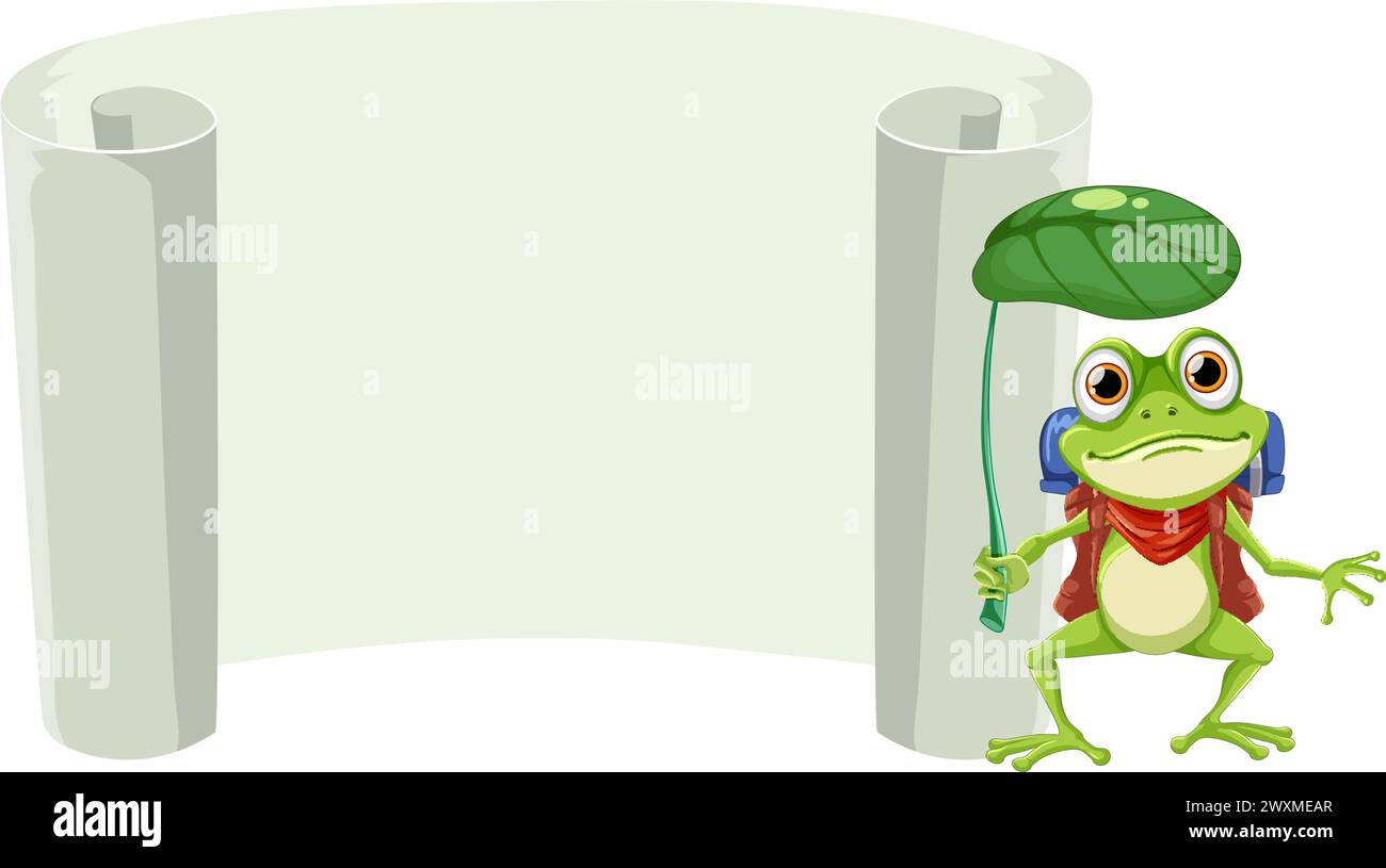 Cartoon frog holding a blank scroll banner Stock Vector Image & Art - Alamy