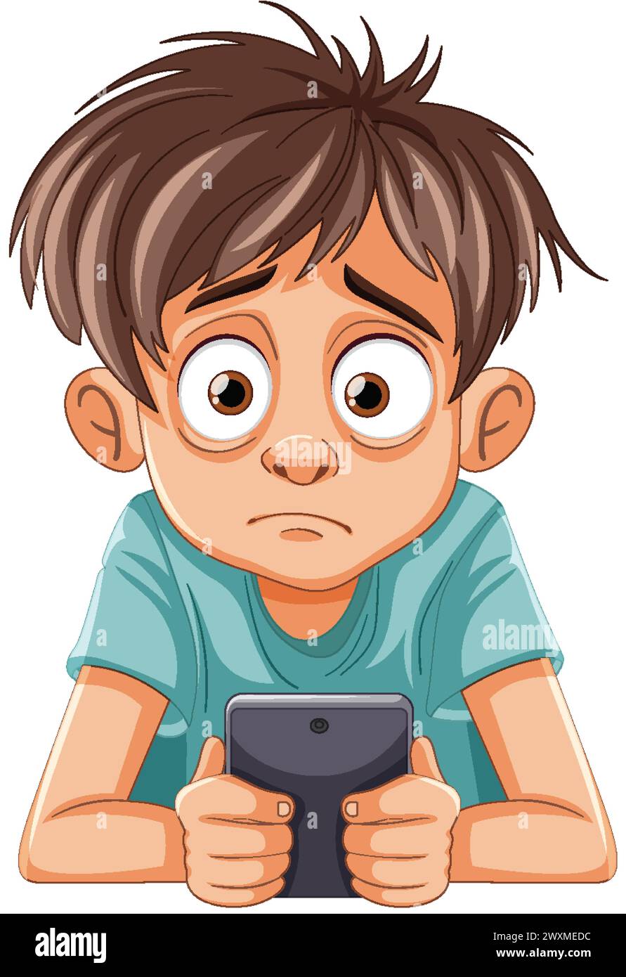 Child staring phone screen Stock Vector Images - Alamy
