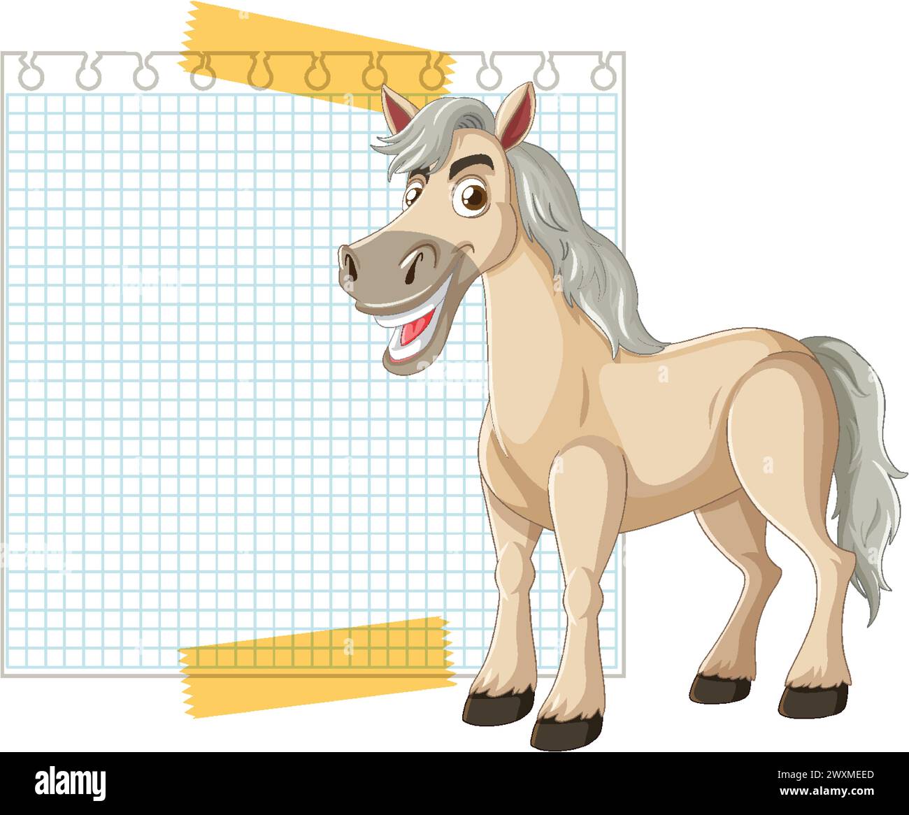 Vector illustration of a happy horse and notepad Stock Vector Image ...