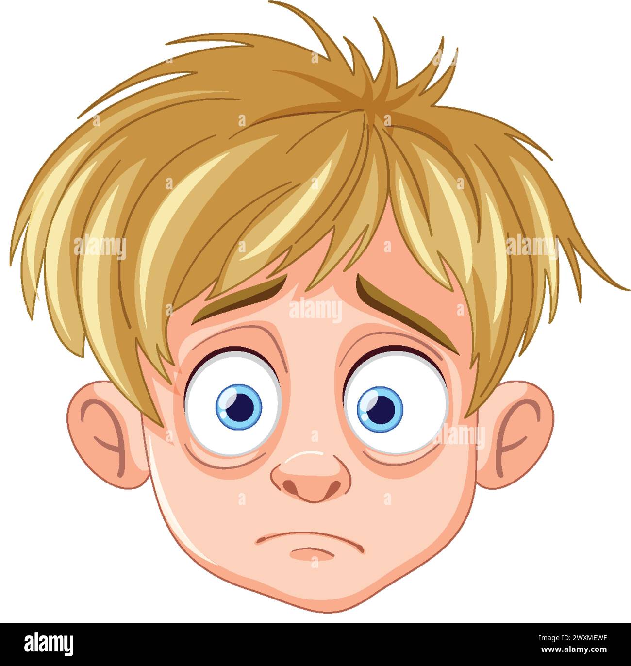 Vector illustration of a boy with a concerned look Stock Vector Image ...
