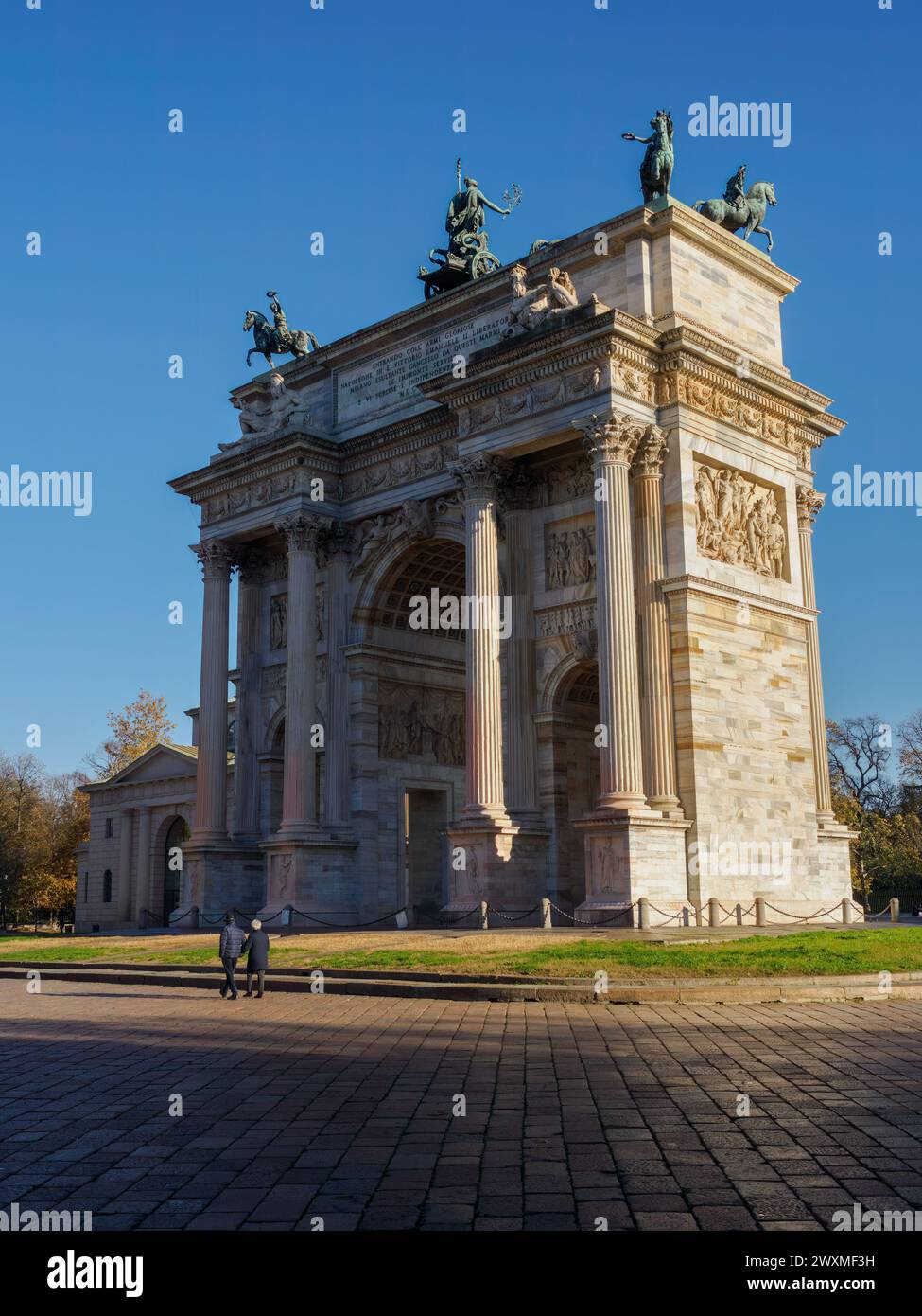 The historic arch known as Arco della Pace in Milan, Lombardy, Italy ...