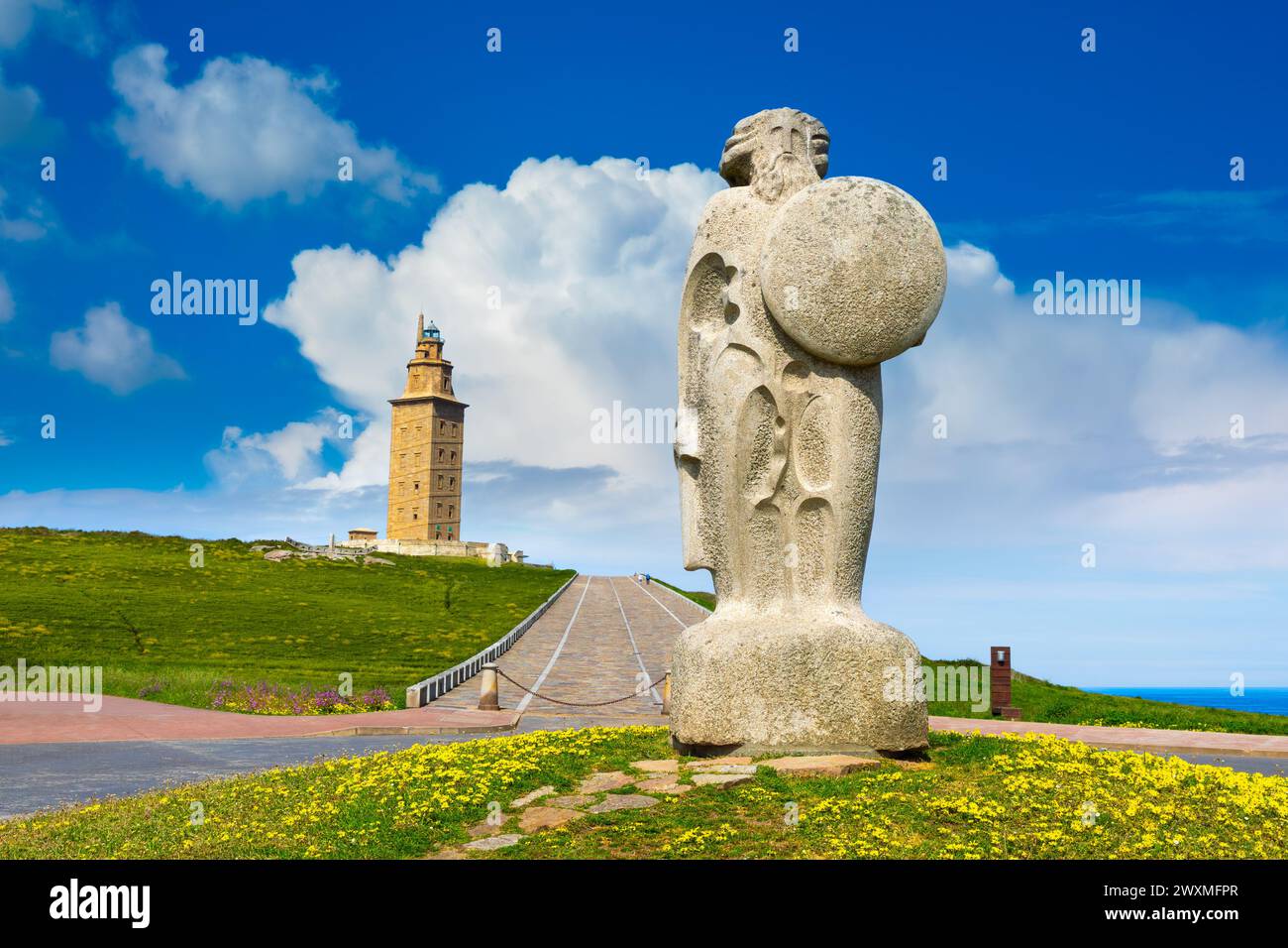 Statue of Breogan, the mythical Celtic king from Galicia located near ...