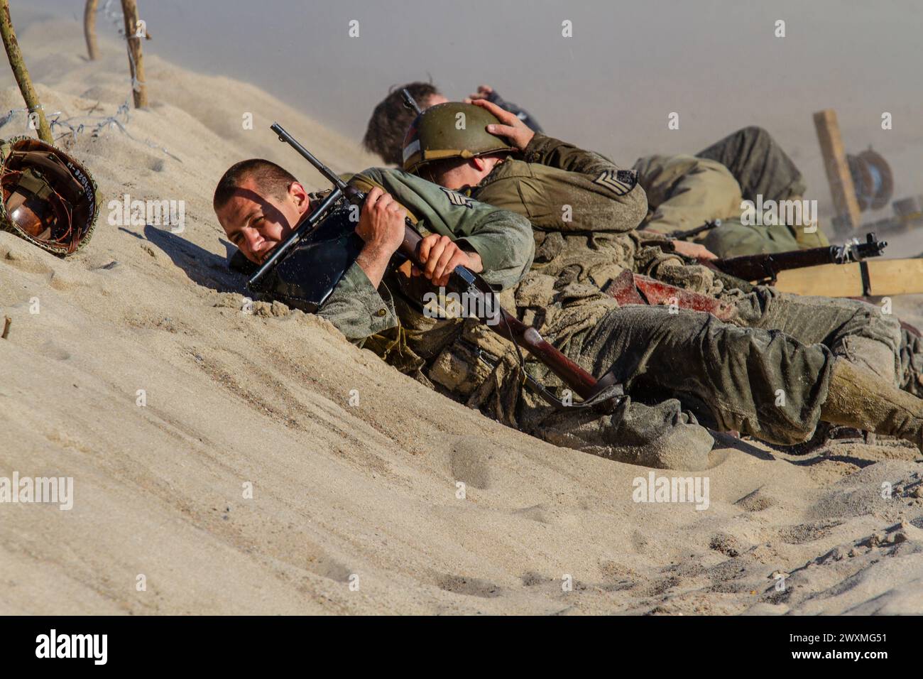 Historical reconstruction. US infantry soldiers from World War II ...