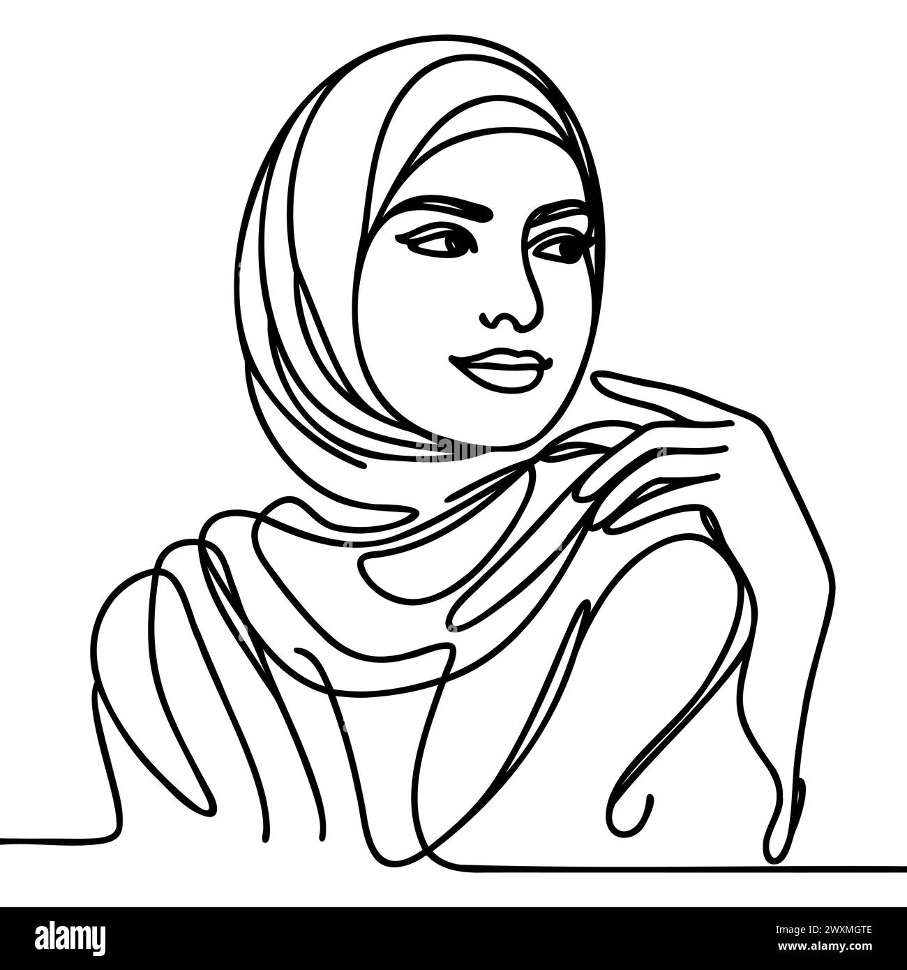 One solid line depicts a woman in a hijab Stock Vector Image & Art - Alamy