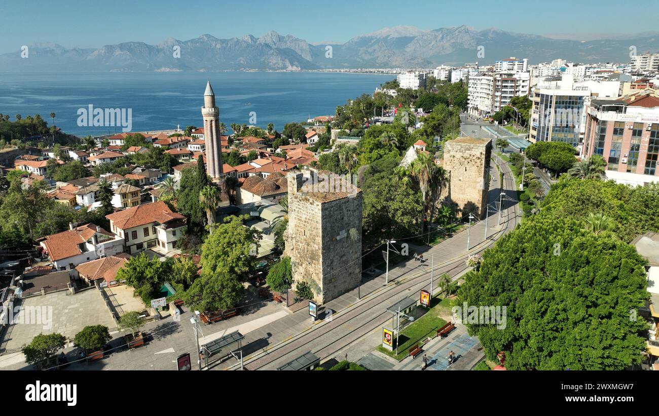 Ruins of walls and bastions of Antalya Castle. Antalya Castle was built ...