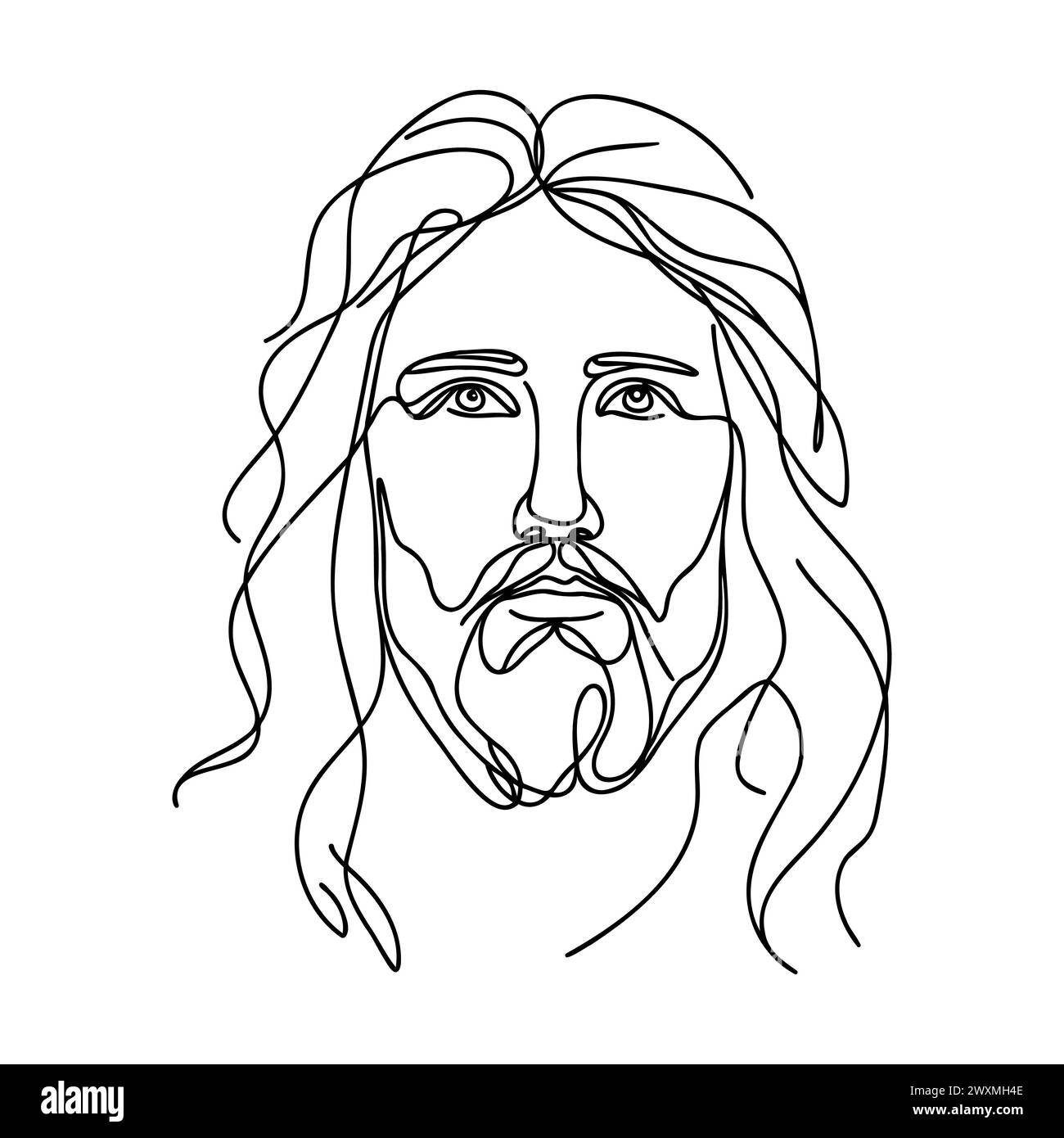 Continuous one line drawing of Jesus face Stock Vector Image & Art - Alamy