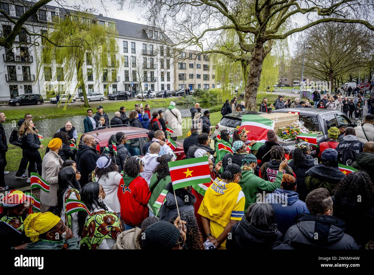 ROTTERDAM - The body of rapper Def Rhymz is driven around during a ...
