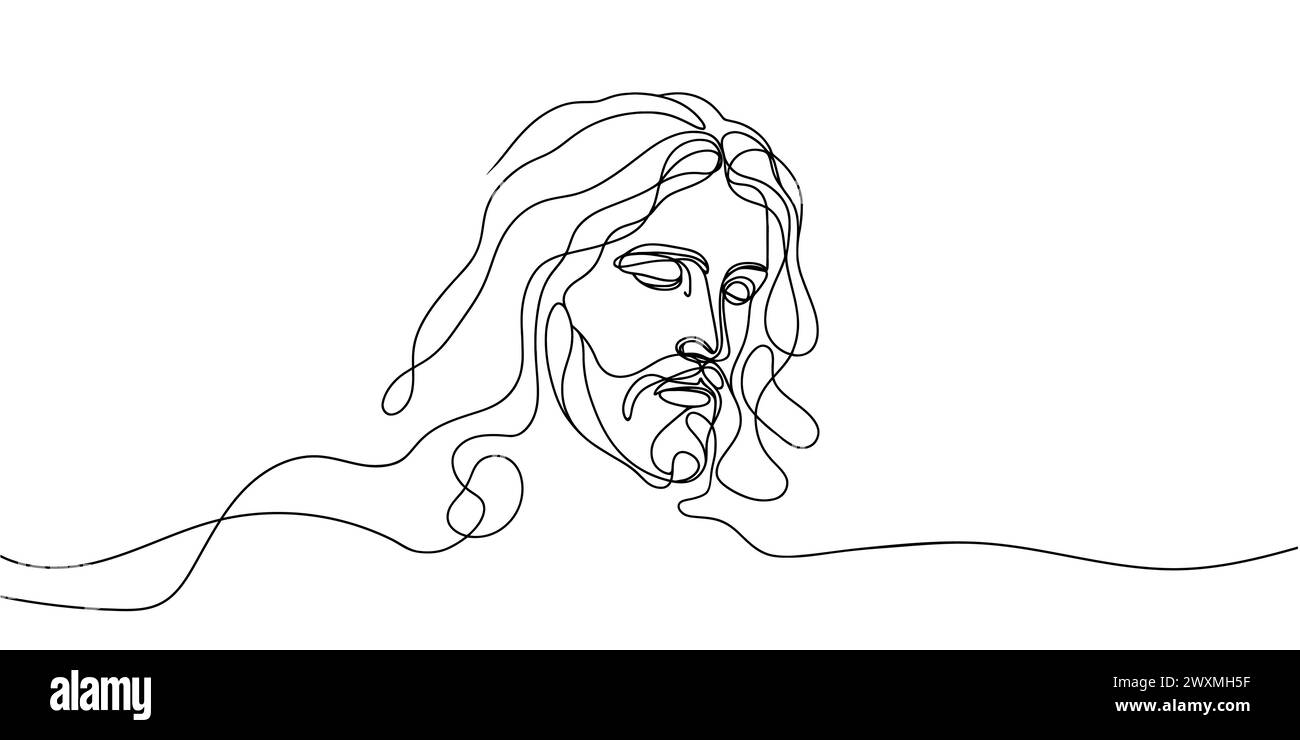 Continuous one line drawing of Jesus face Stock Vector Image & Art - Alamy