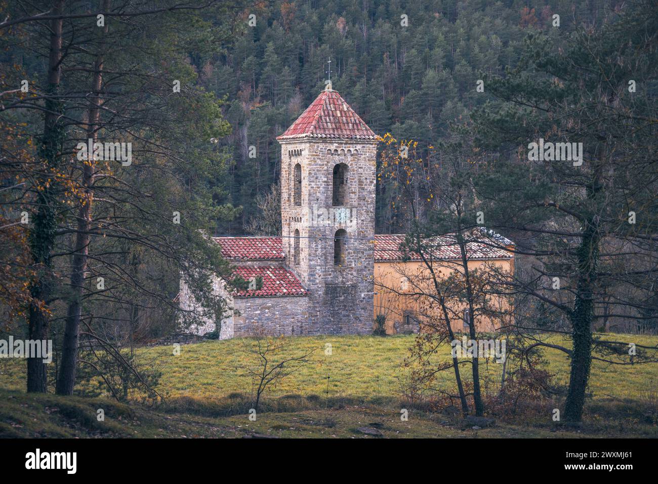 Romanesque Church of Sant Llorenc de Campdevanol, Catalonia Stock Photo ...