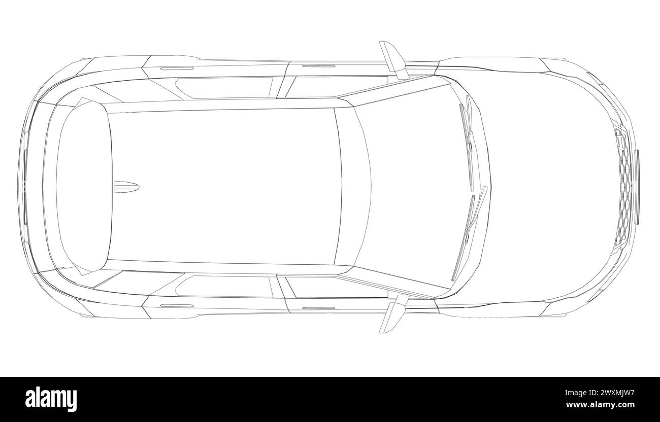 Modern SUV car outline. Top view of contour crossover vehicle isolated ...