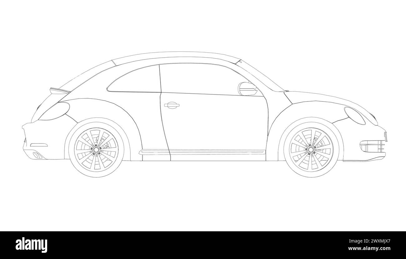 Beetle car - vector illustration Outline. Car vehicle beetle isolated icon vector illustration ...