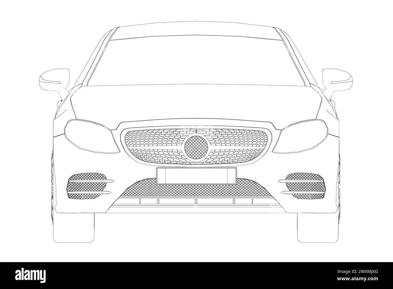 Outline of a two door modern car made of black lines isolated on a ...