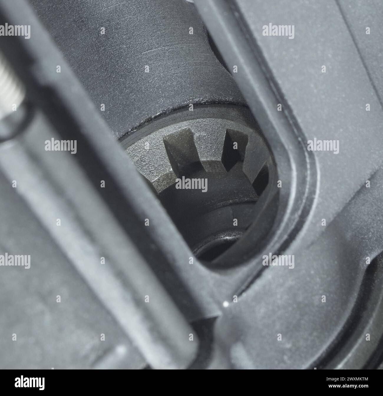 Assault rifle that has been made clear and is showing safe with the ...