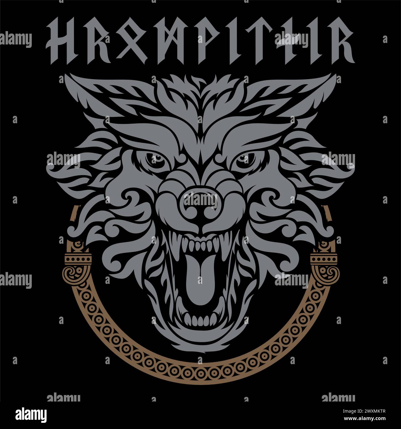 Scandinavian Viking design. Illustration of a mythological beast ...