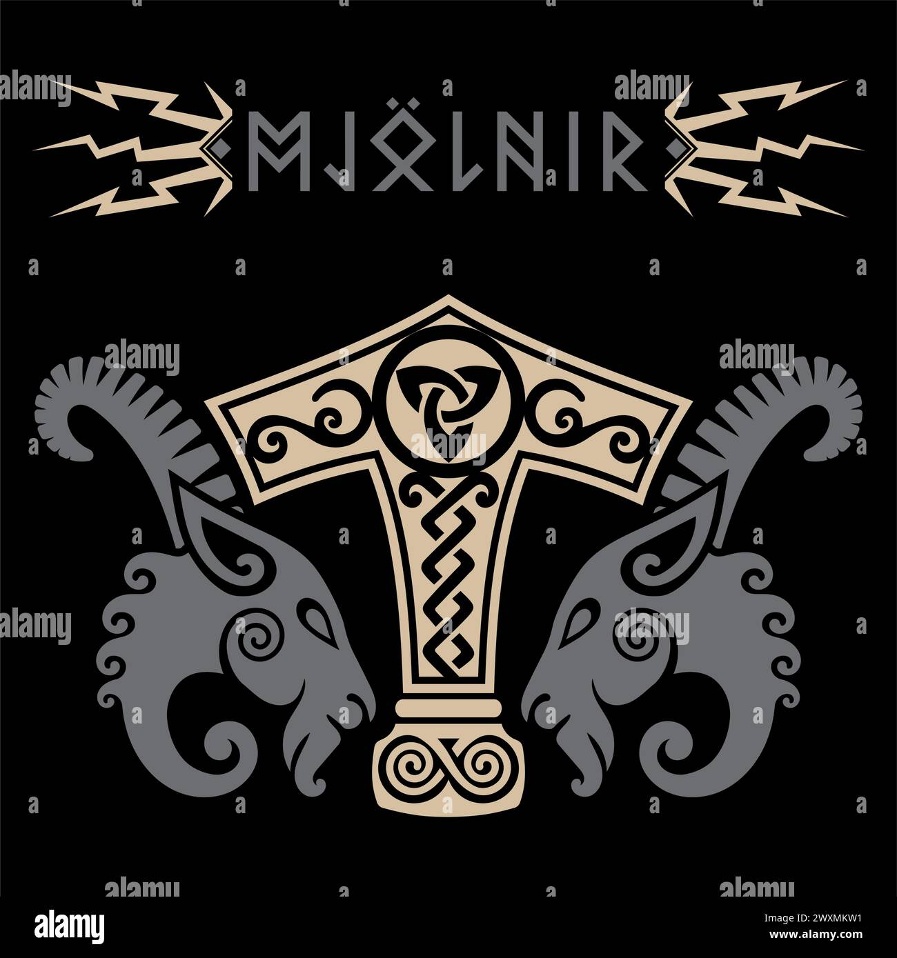 Viking Design. Ancient Scandinavian depiction of the Hammer of Thor and ...