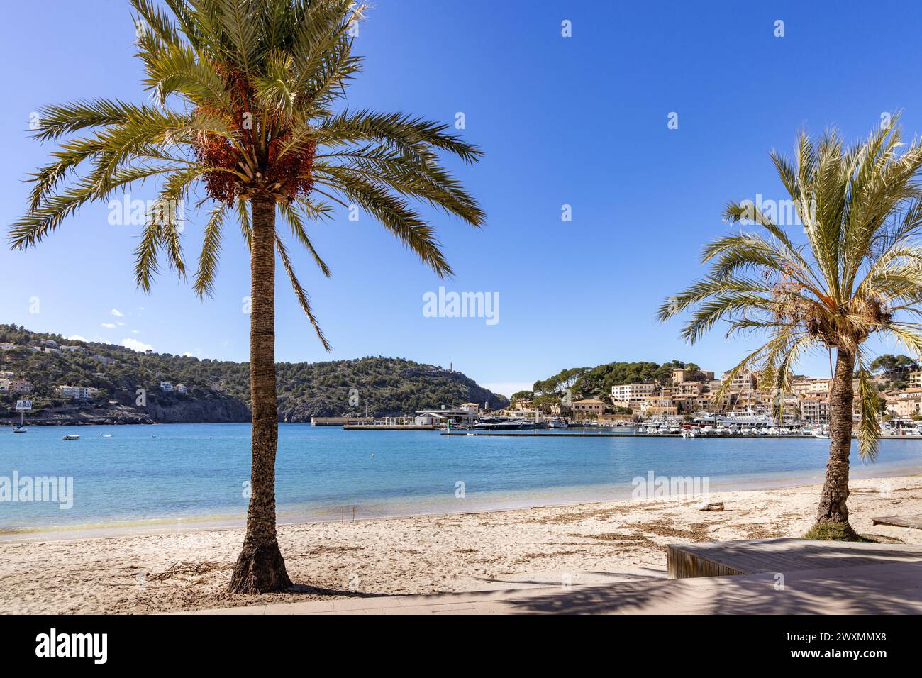 Port de Soller beach and harbour in Mallorca, Spain Stock Photo - Alamy