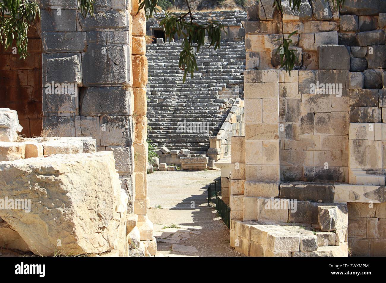 Ancient entrance with stones in arch to amphitheater arena in ancient ...