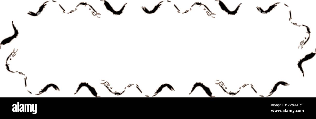 Grunge frame rectangle wave outline elongated texture element border ...