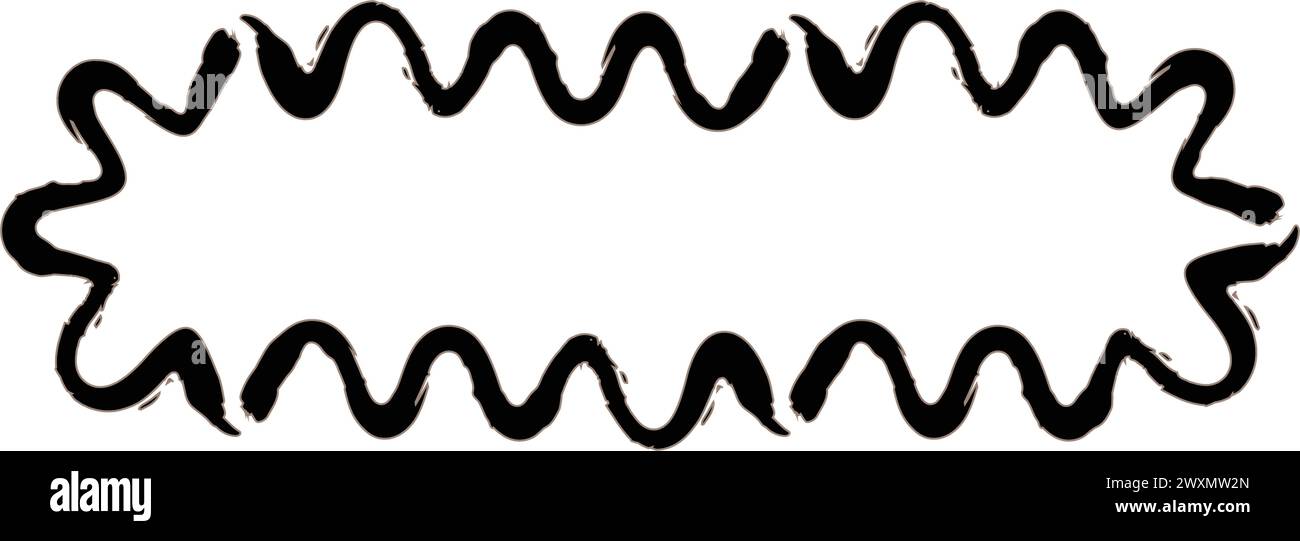 Grunge frame rectangle wave outline elongated texture element border ...