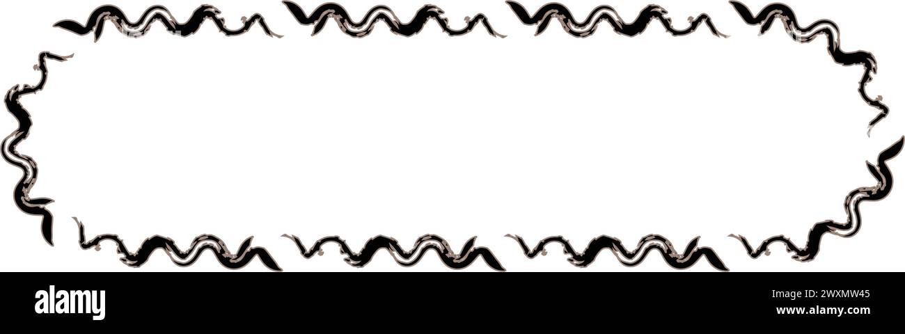 Grunge frame rectangle wave outline elongated texture element border ...