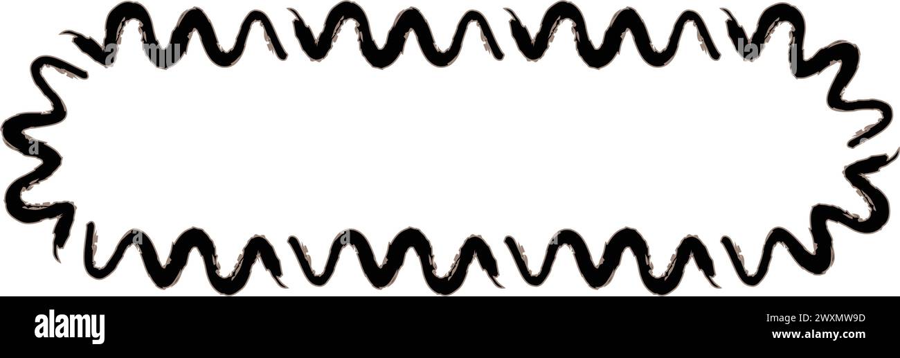 Grunge frame rectangle wave outline elongated texture element border ...