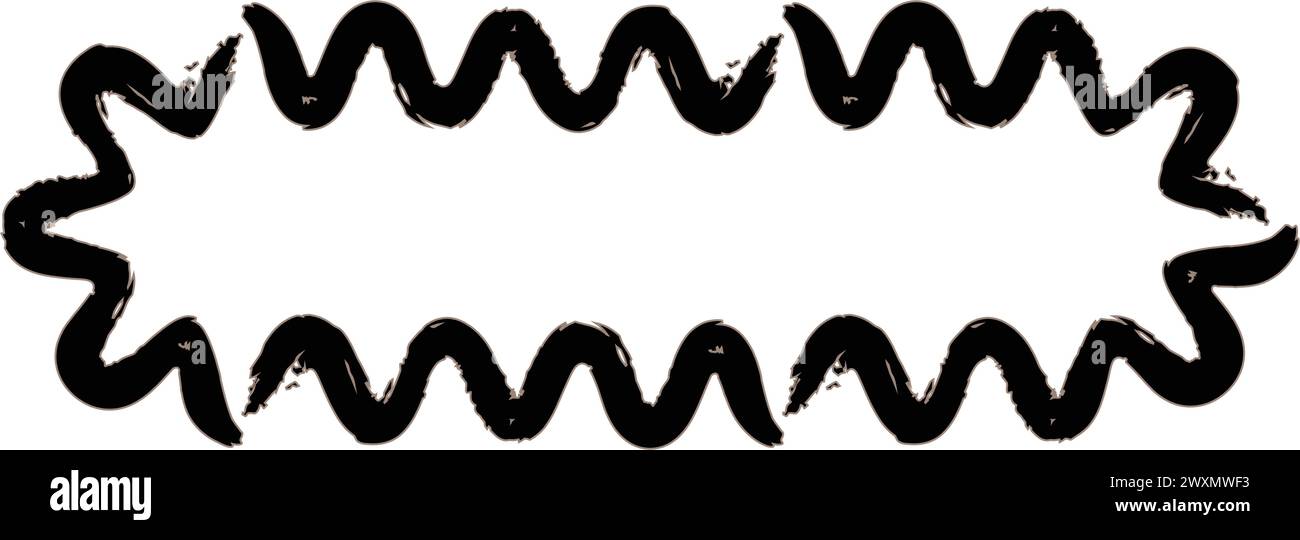 Grunge frame rectangle wave outline elongated texture element border ...