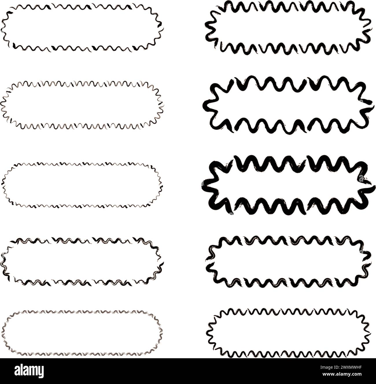 Grunge frame rectangle wave outline elongated texture element border ...