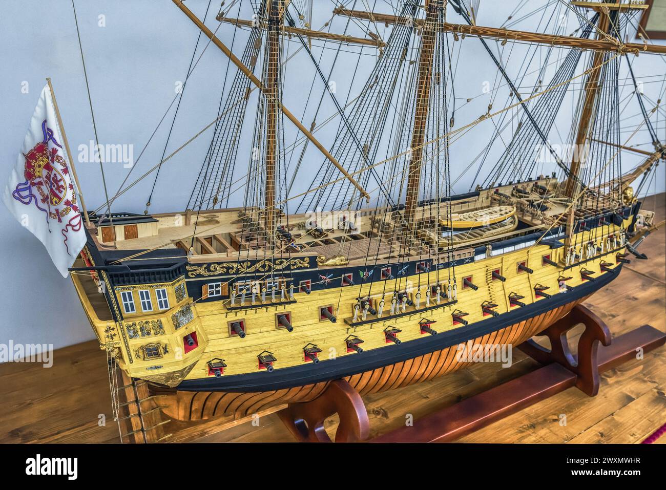 model of the galleon ship in the exhibition of nautical instruments of ...