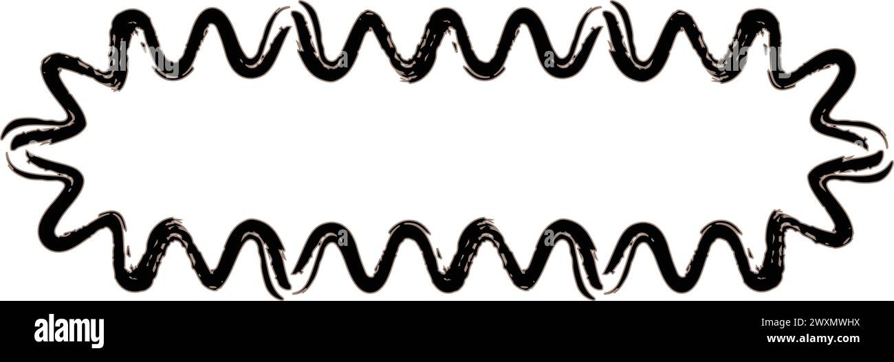 Grunge frame rectangle wave outline elongated texture element border ...