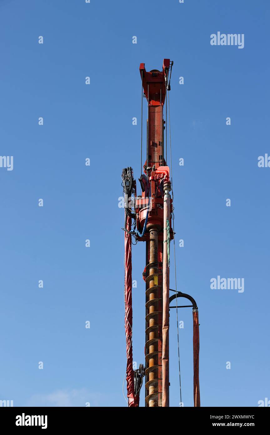 CFA continuous flight auger, combined piling and drilling rig with blue ...